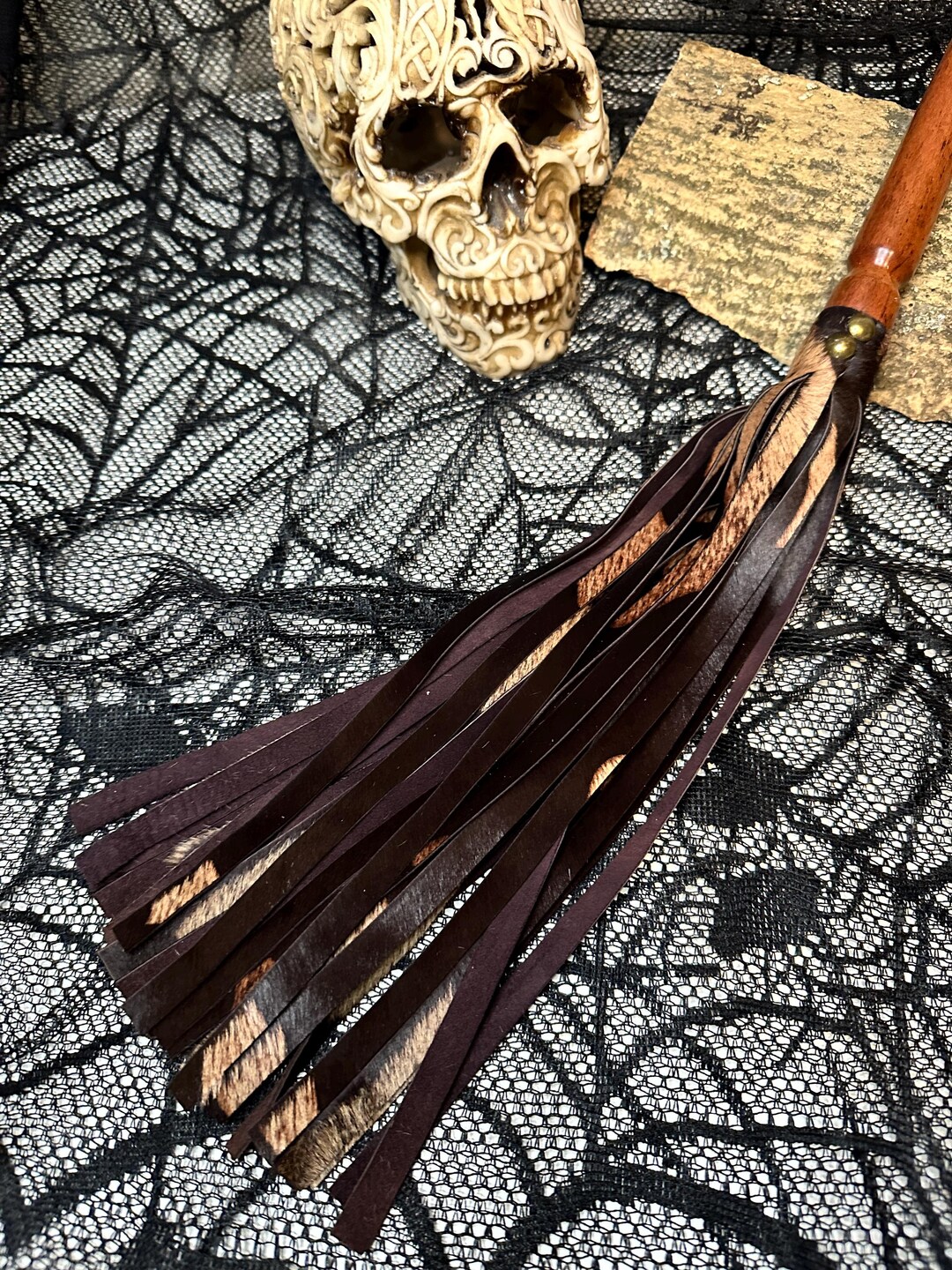 Two-tone Brown Hair-on-hide Flogger With Hand-turned Handle - Etsy