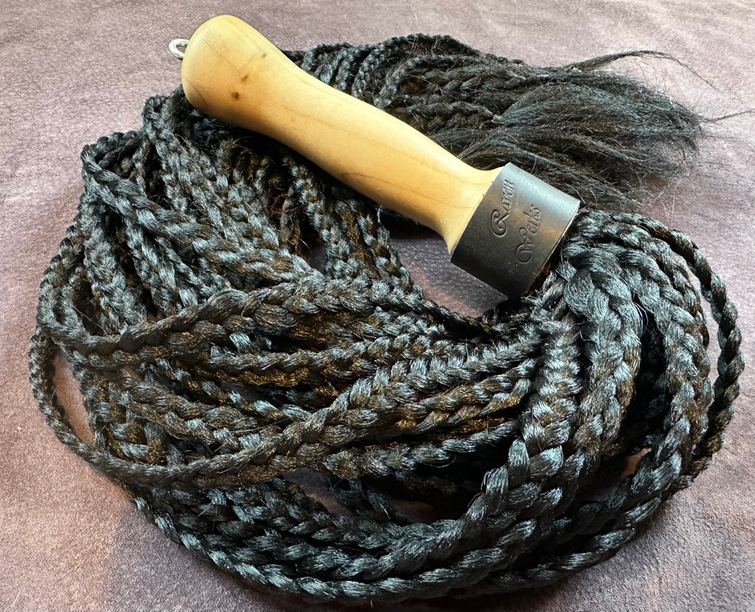 Black Braided Floofinator Synthetic Hair Flogger With Hand Turned ...