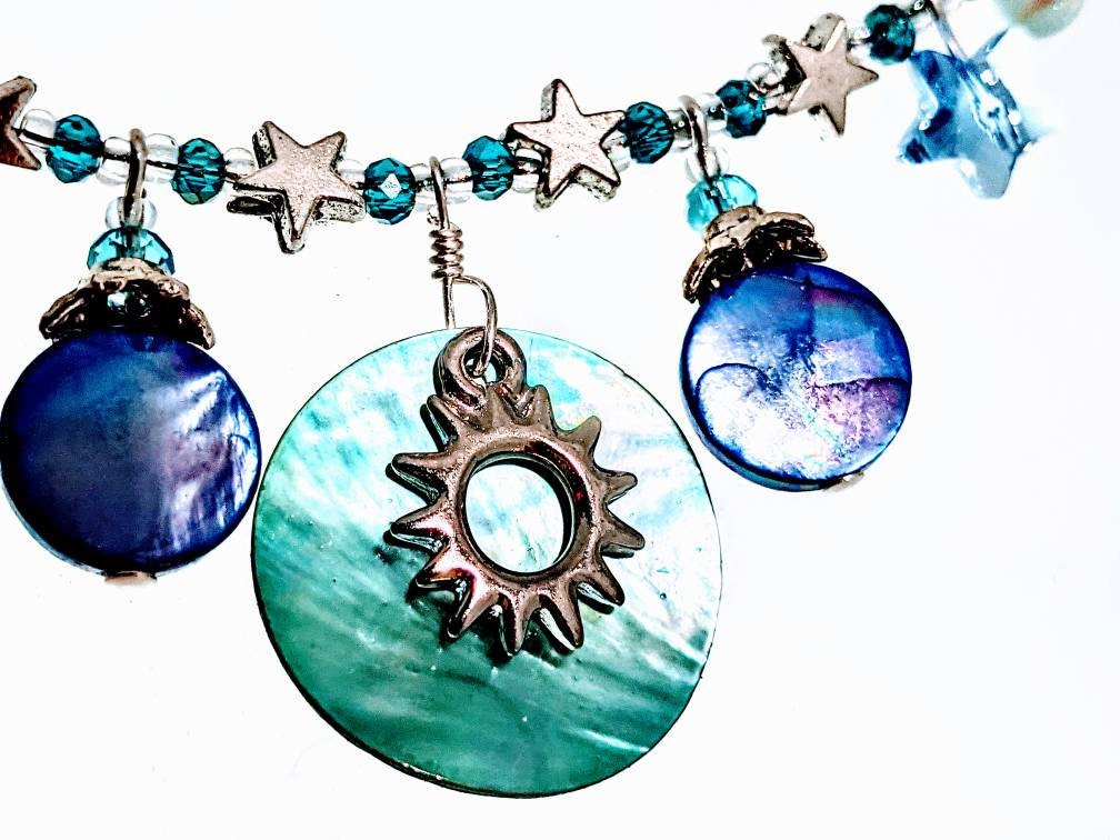 Celestial Necklace/sun and Stars Necklace/sun Pendant/stars Necklace ...