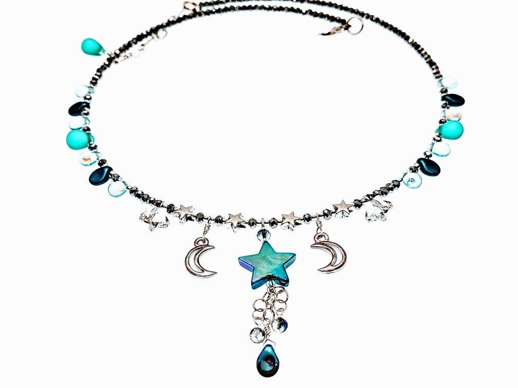 Celestial Necklace/moon and Stars Necklace/star Necklace/moon Necklace ...