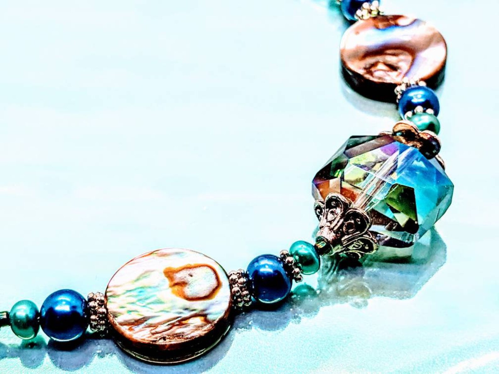 Seed Bead, Paua Shell, and Crystal Necklace/paua Shell Necklace ...