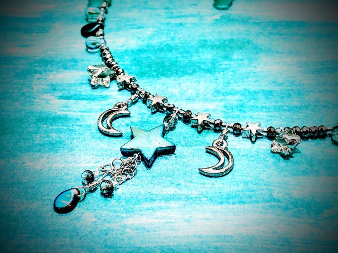 Celestial Necklace/moon and Stars Necklace/star Necklace/moon Necklace ...