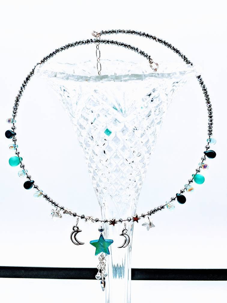 Celestial Necklace/moon and Stars Necklace/star Necklace/moon Necklace ...