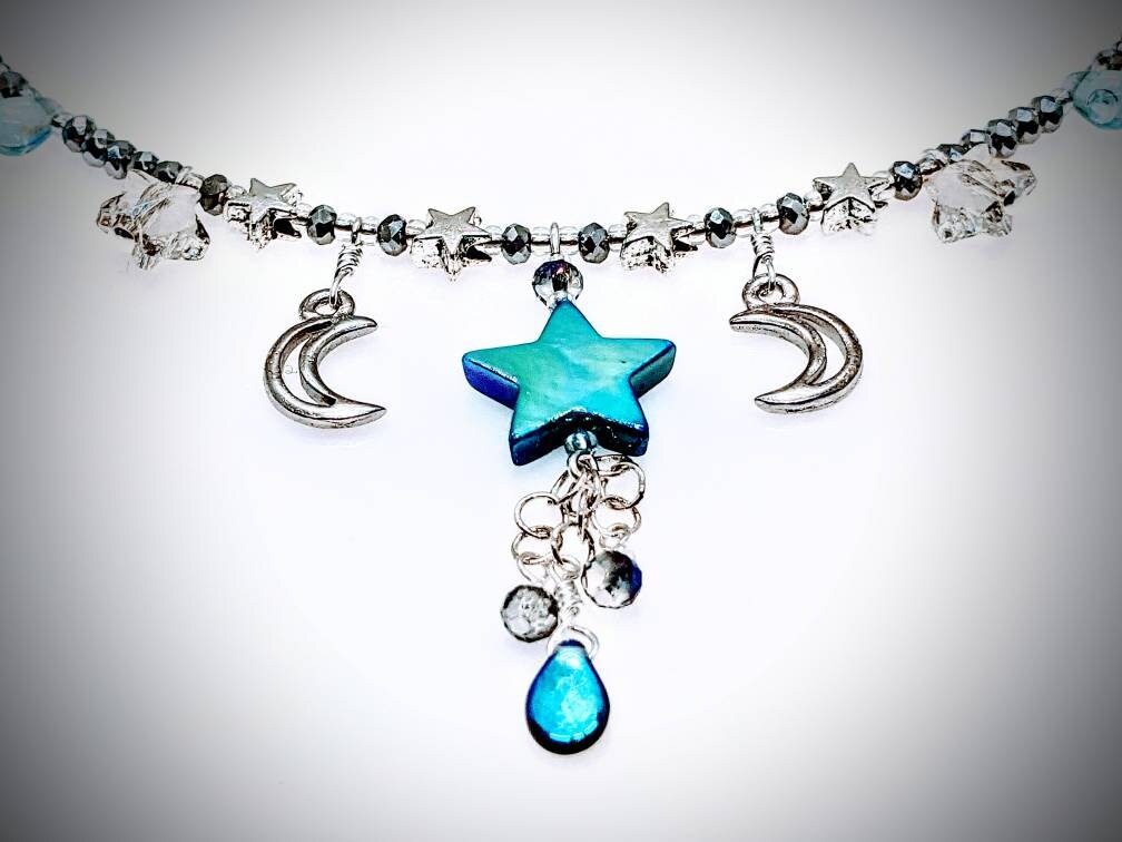Celestial Necklace/moon and Stars Necklace/star Necklace/moon Necklace ...