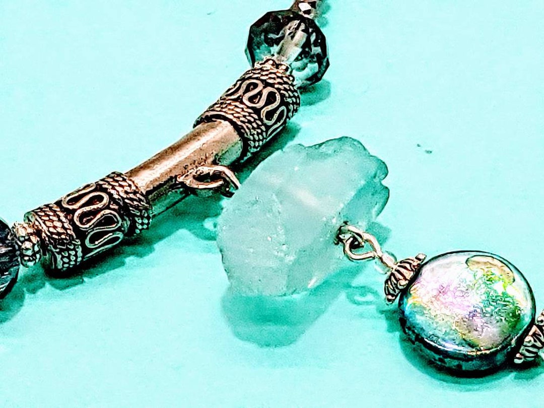 Memory Wire Necklace/boho Necklace/crystal Point Necklace/ Blue Crystal ...