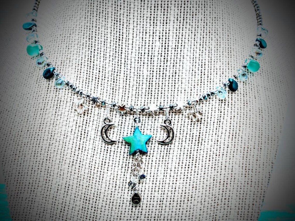 Celestial Necklace/moon and Stars Necklace/star Necklace/moon Necklace ...