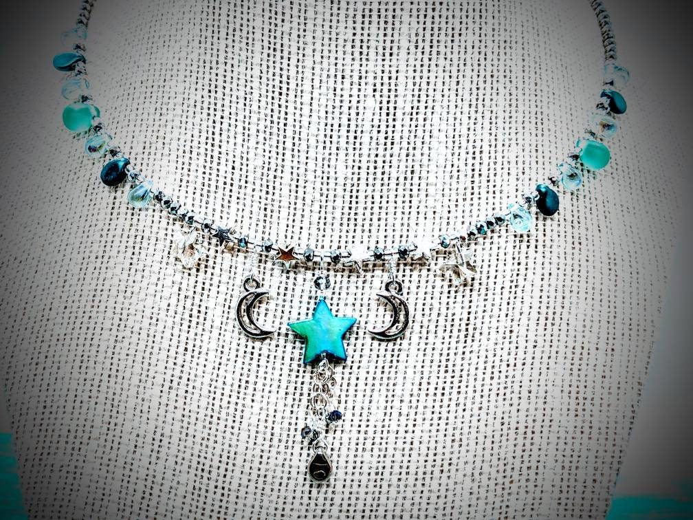Celestial Necklace/moon and Stars Necklace/star Necklace/moon Necklace ...