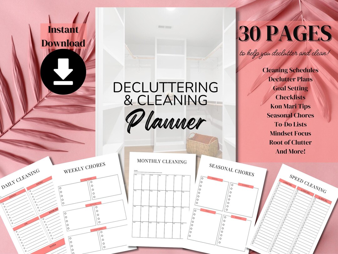 EDITABLE Declutter & Cleaning Planner, Organize, Checklist, Kon Mari ...