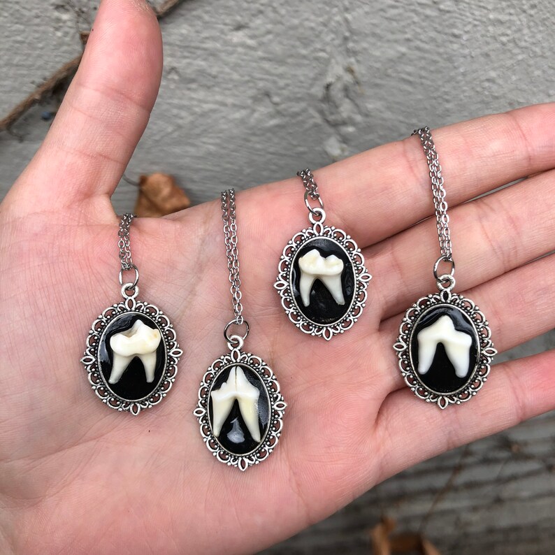 Cameo Tooth Necklace Real Bone Jewelry Goth Gothic Style Punk | Etsy