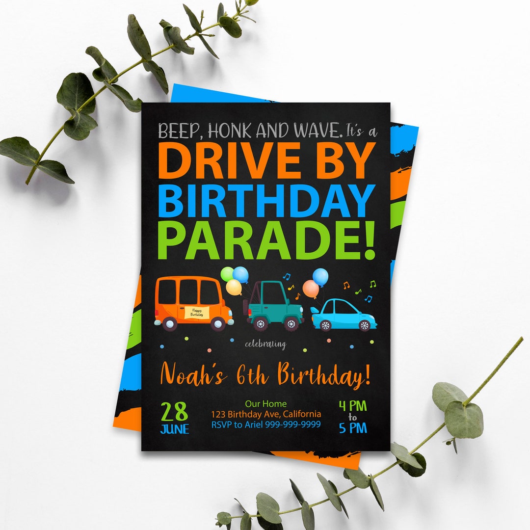 Birthday Parade Invitation Drive by Invitation Drive by - Etsy