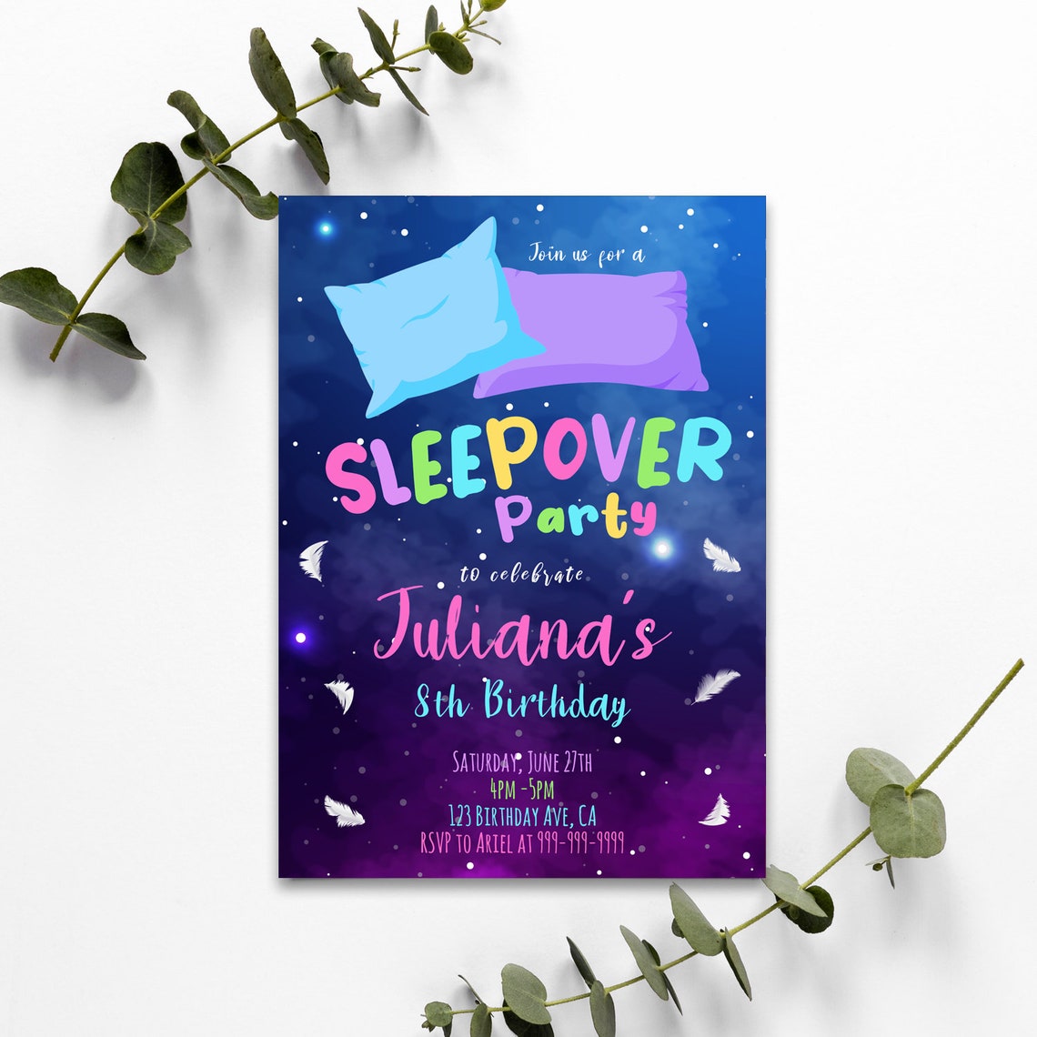 Sleepover Invitation Slumber Party Invitation Sleepover Etsy
