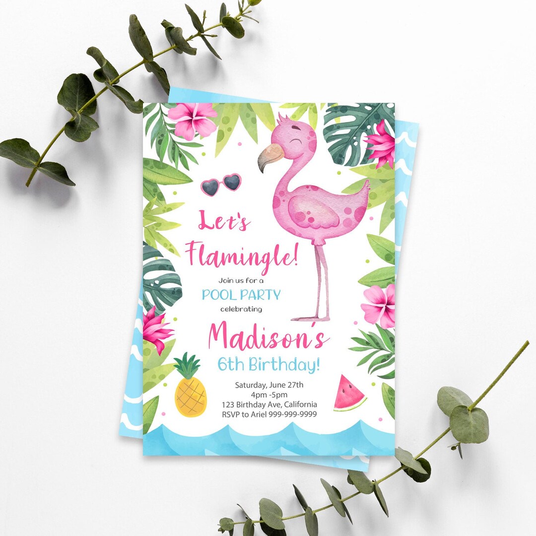 Flamingo Birthday Invitation Flamingo Invitation Flamingo - Etsy