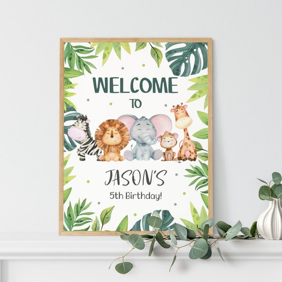 Safari Welcome Sign Safari Party Sign Jungle Birthday Sign | Etsy