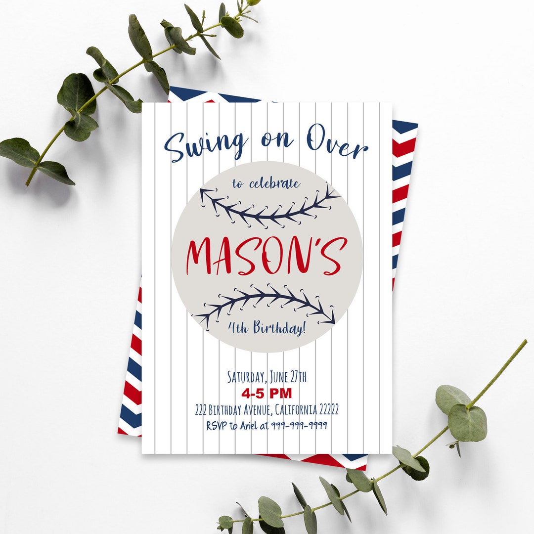 Baseball Birthday Invitation Baseball Invitation Baseball - Etsy