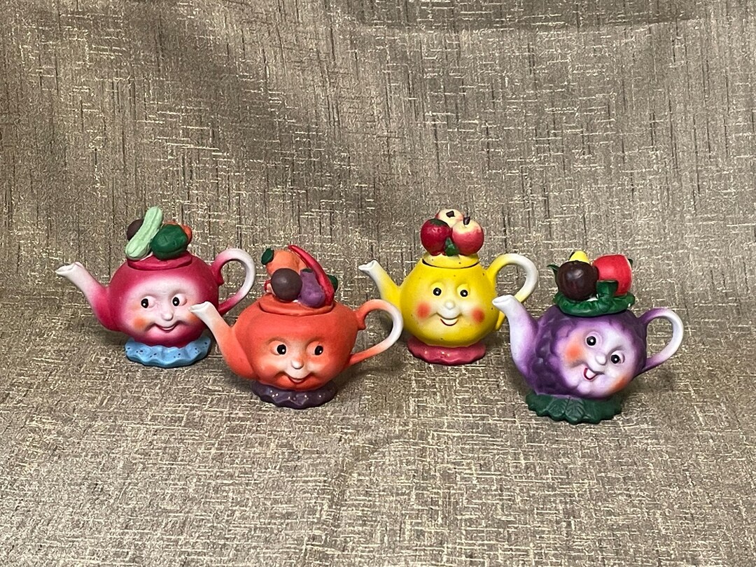Set of 4 Vintage Anthropomorphic Fruit and Vegetable Mini Tea Pots - Etsy