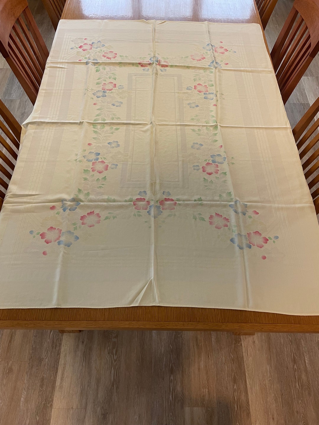 Lovely Yellow and Pastels Vintage Floral Table Cloth - Etsy