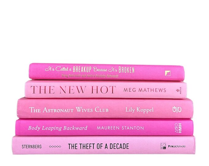 Pink Books, Hot Pink Books, Decorative Books, Staging Books, Bookcase ...