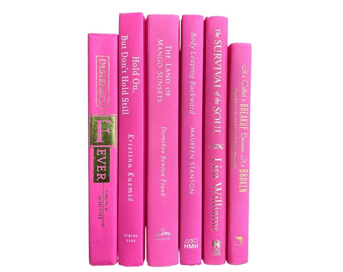 Pink Books, Hot Pink Books, Decorative Books, Staging Books, Bookcase ...