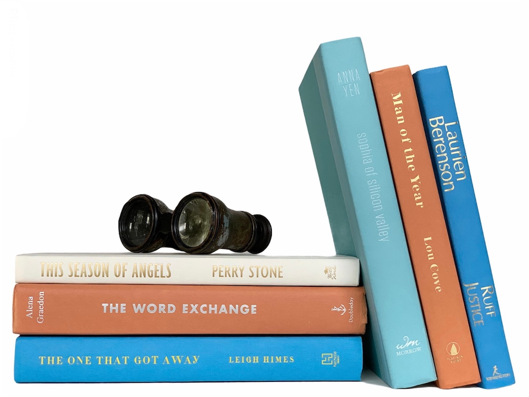Blue, Orange, and White Books - Decorative Books - Staging Books ...