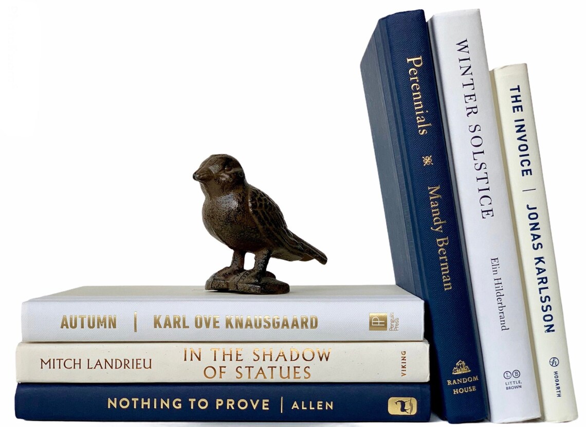 Navy Blue, Beige & White Decorative Book Stack: Coastal Decor - Etsy