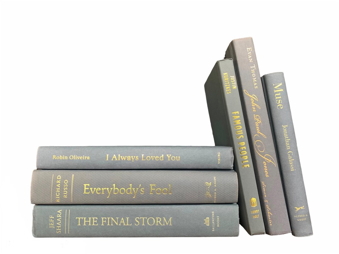 Gray Books With Gold Font- Staging Books - Decorative Books - Coffee ...