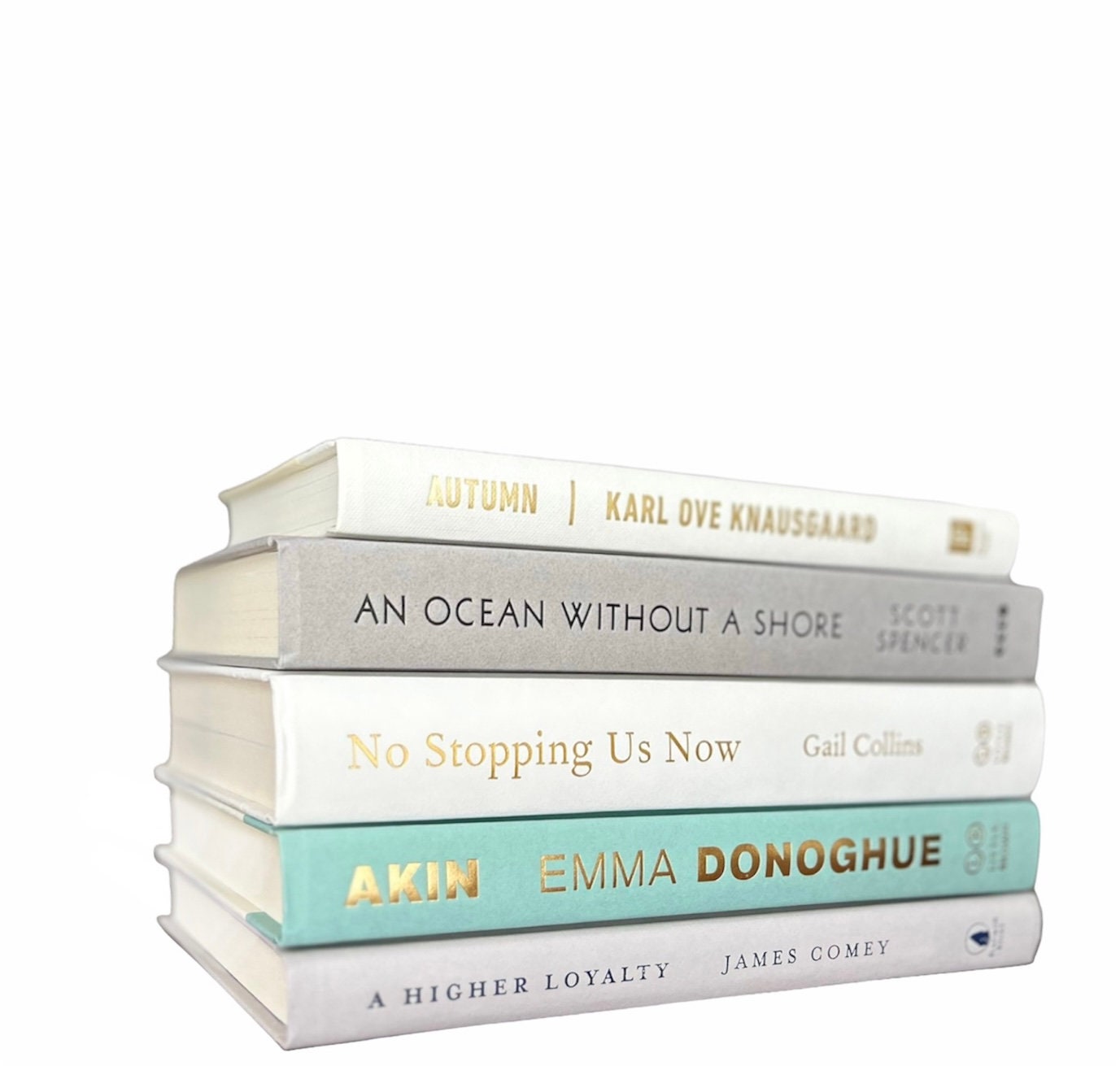 Seafoam Green & Gray Decorative Book Stack: Coastal Home Staging - Etsy