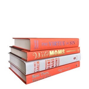 Orange Books, Fall Book Stack, Bookshelf Decor, Decorative Books ...