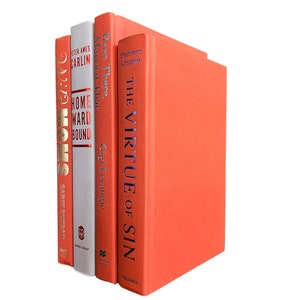 Orange Books, Fall Book Stack, Bookshelf Decor, Decorative Books ...