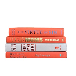 Orange Books, Fall Book Stack, Bookshelf Decor, Decorative Books ...