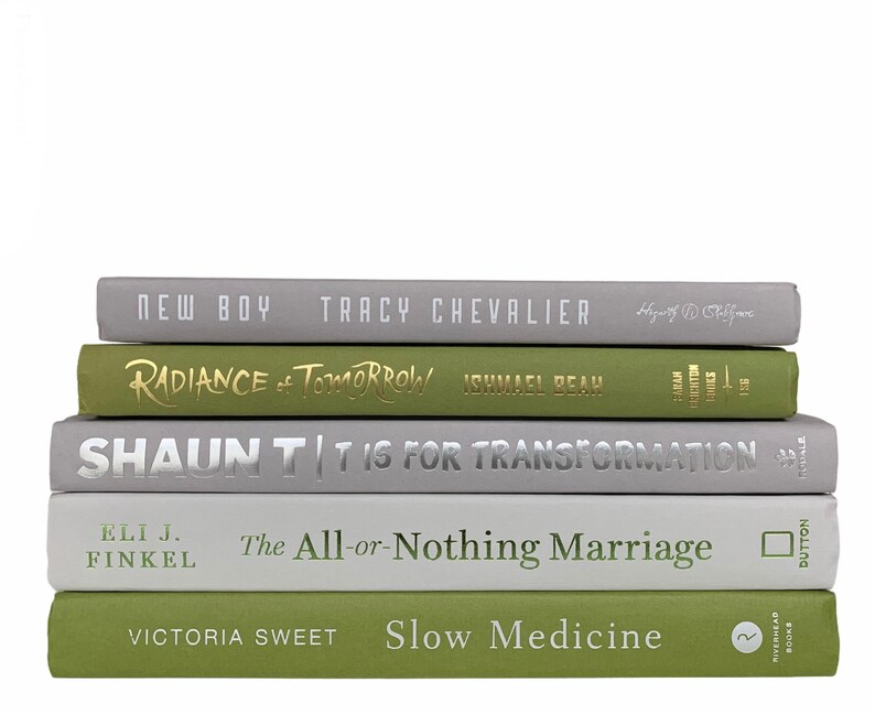 Green Light Gray and White Books Decorative Books - Etsy