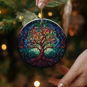 Vivid Tree of Life Ornament, Colorful Ceramic Art Design, Unique Home ...