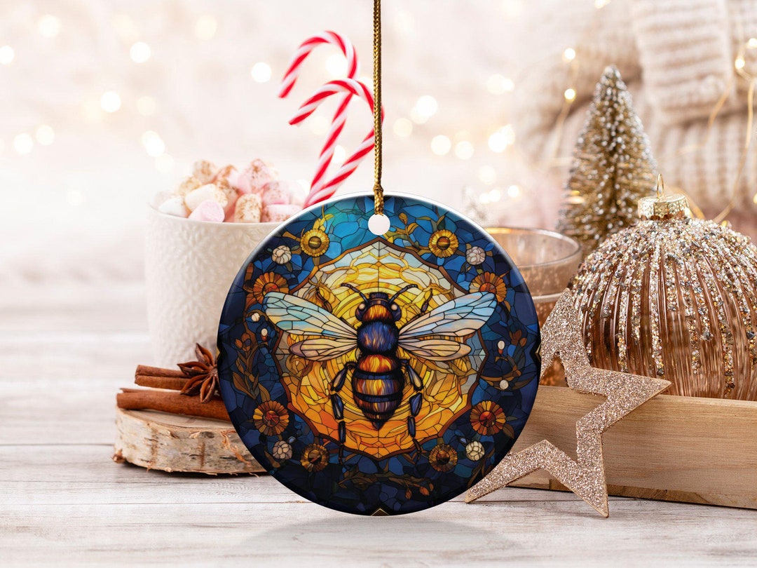 Ceramic Bee Ornament, Sun Catcher Bee Art, Colorful Bee Window Art ...