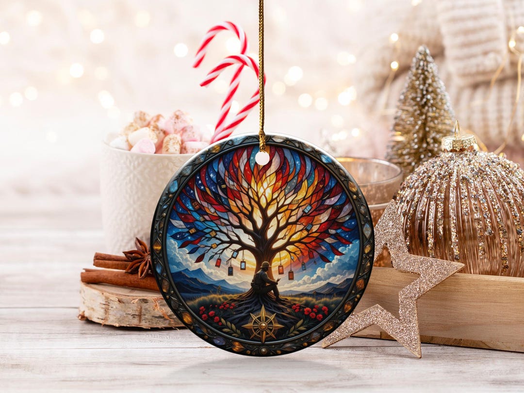 Patriotic Tree Ornament, American Flag Art, Veteran Ornament, Memorial ...