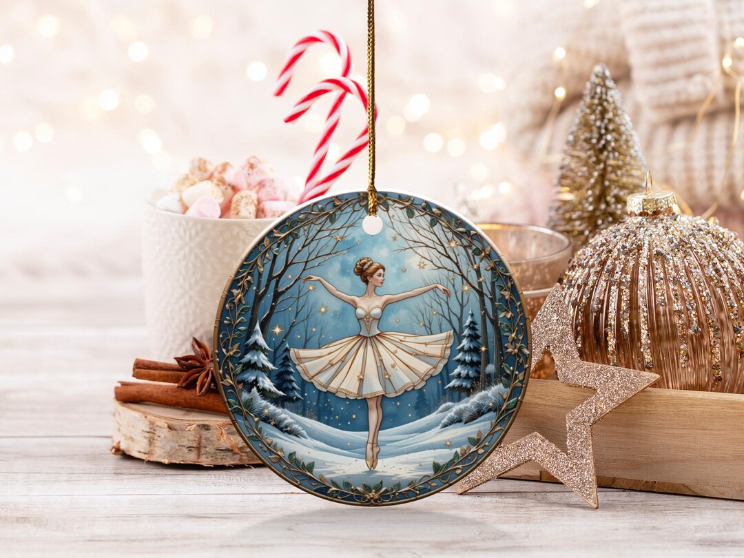 Ballerina Ornament, Winter Forest, Starry Night, Elegant Dance, Holiday ...