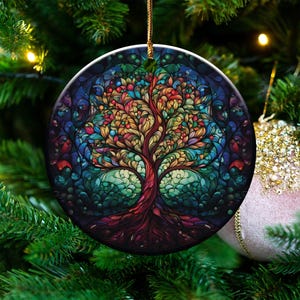 Vivid Tree of Life Ornament, Colorful Ceramic Art Design, Unique Home ...