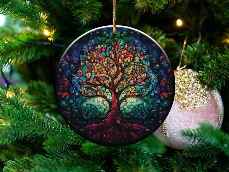 Vivid Tree of Life Ornament, Colorful Ceramic Art Design, Unique Home ...