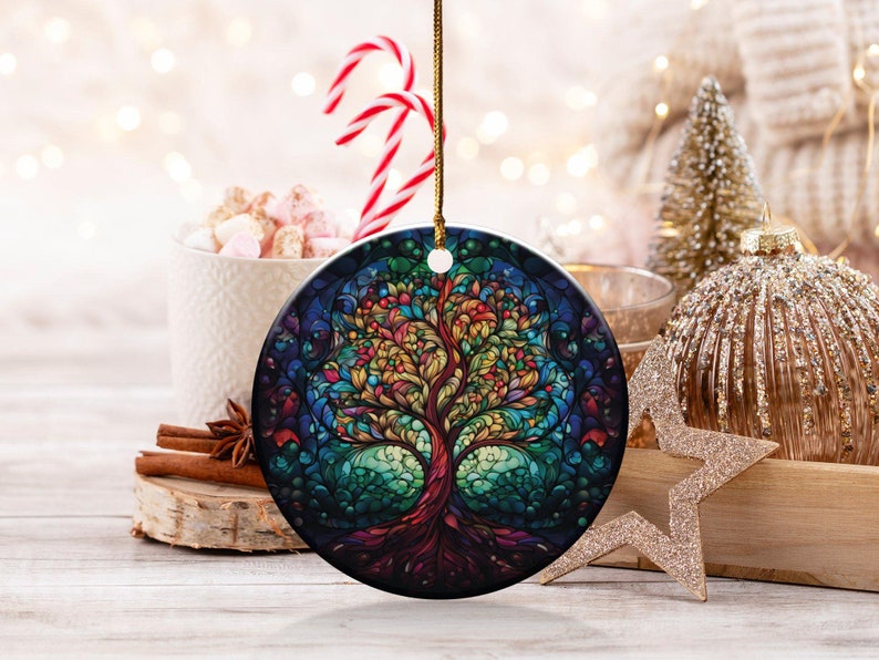 Vivid Tree of Life Ornament, Colorful Ceramic Art Design, Unique Home ...
