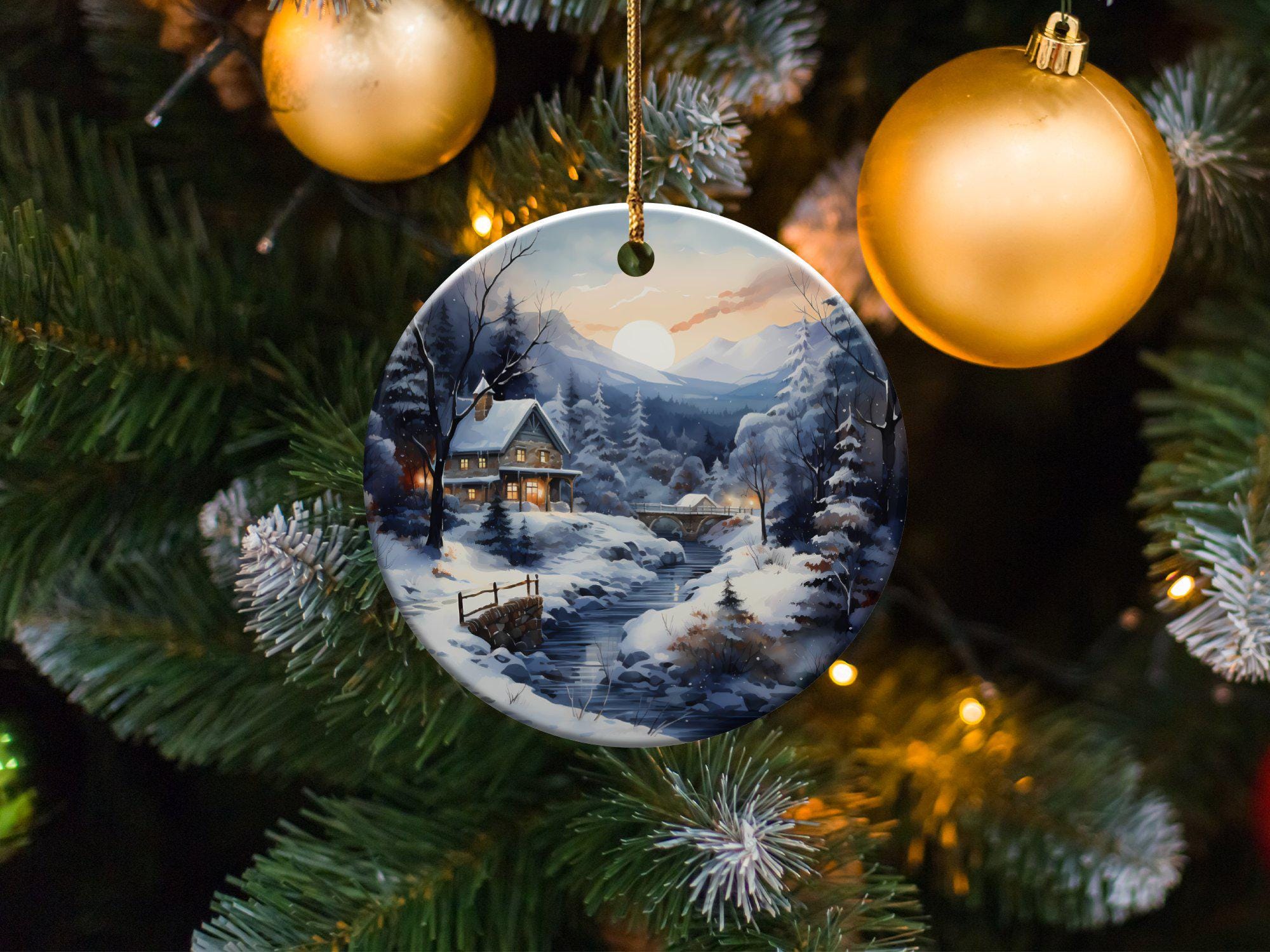 Winter Wonderland Landscape Ornament, Christmas Scenic Holiday ...