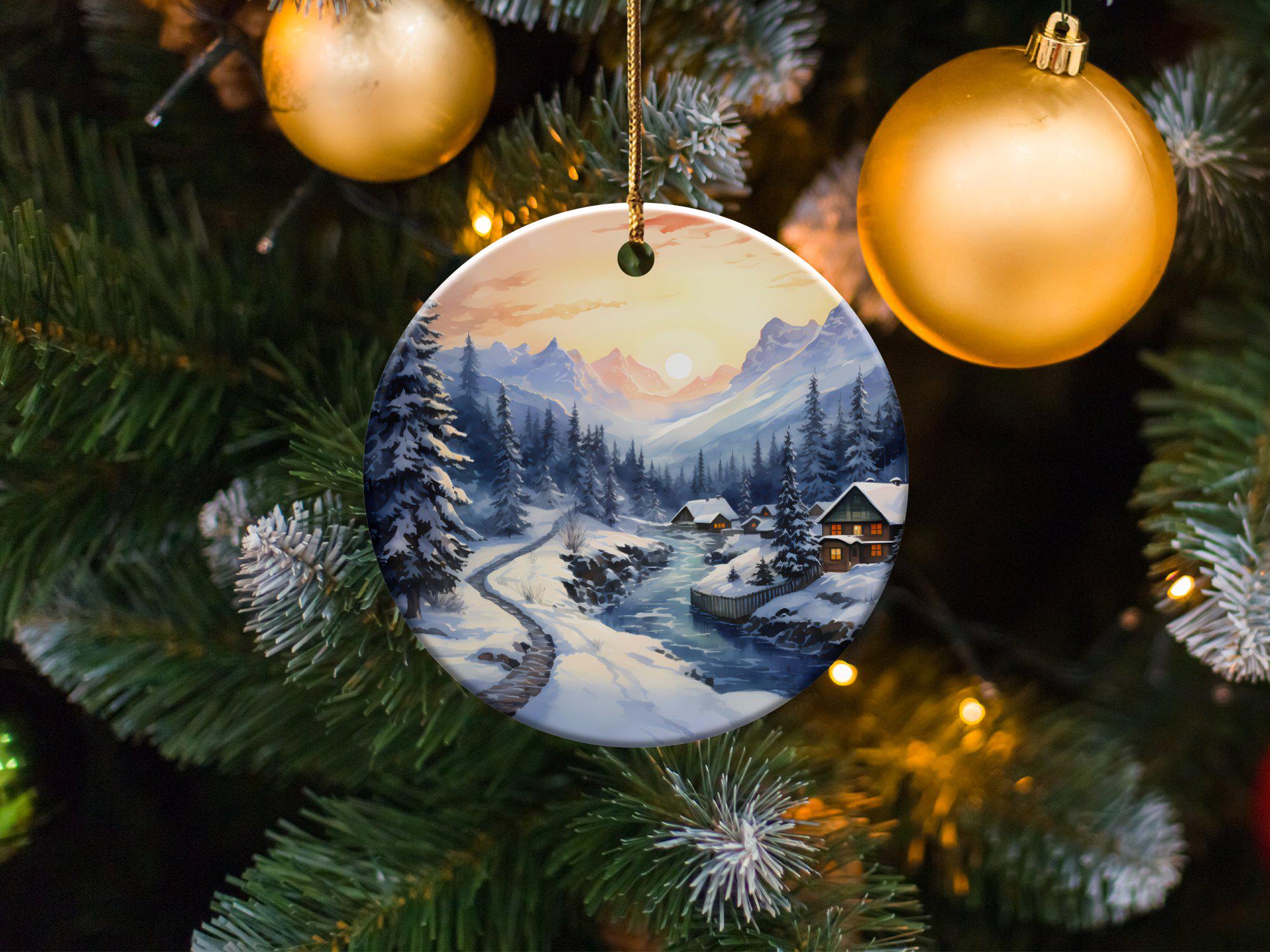 Winter Wonderland Ornament, Snowy Landscape Ornament, Christmas Tree ...