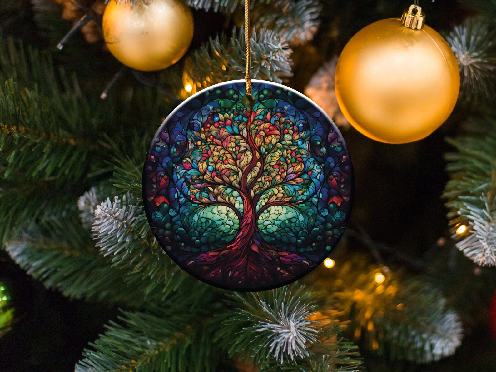 Vivid Tree of Life Ornament, Colorful Ceramic Art Design, Unique Home ...