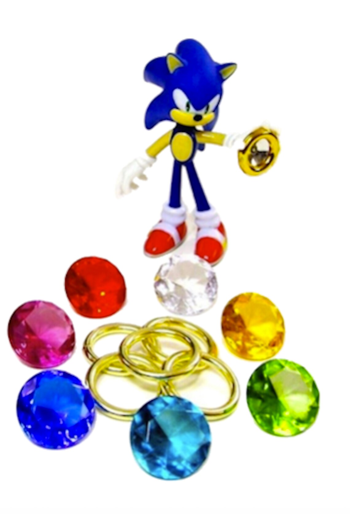 Sonic LARGE 7 Chaos Emeralds & 5 Power Rings in A GIFT BOX - Etsy