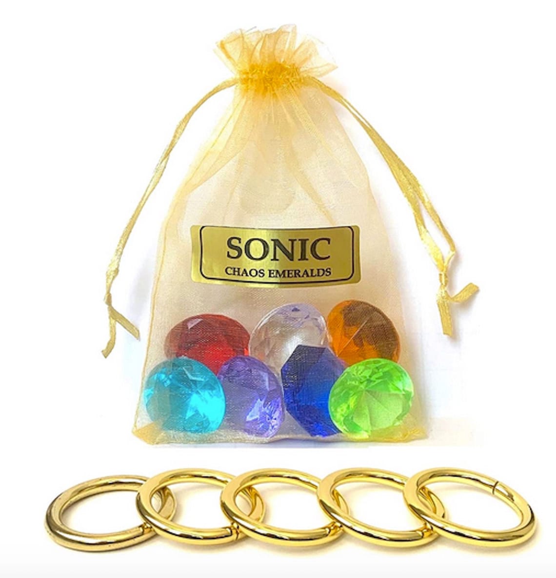 Sonic - 7 Chaos Emeralds and 5 Power Rings - IN A BAG - Etsy