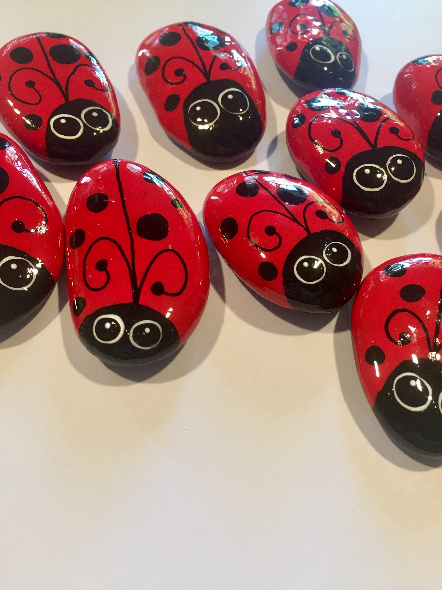 10 Little 1 Inch Mini Red Ladybug Rocks, Garden Decor, Kindness Rocks ...