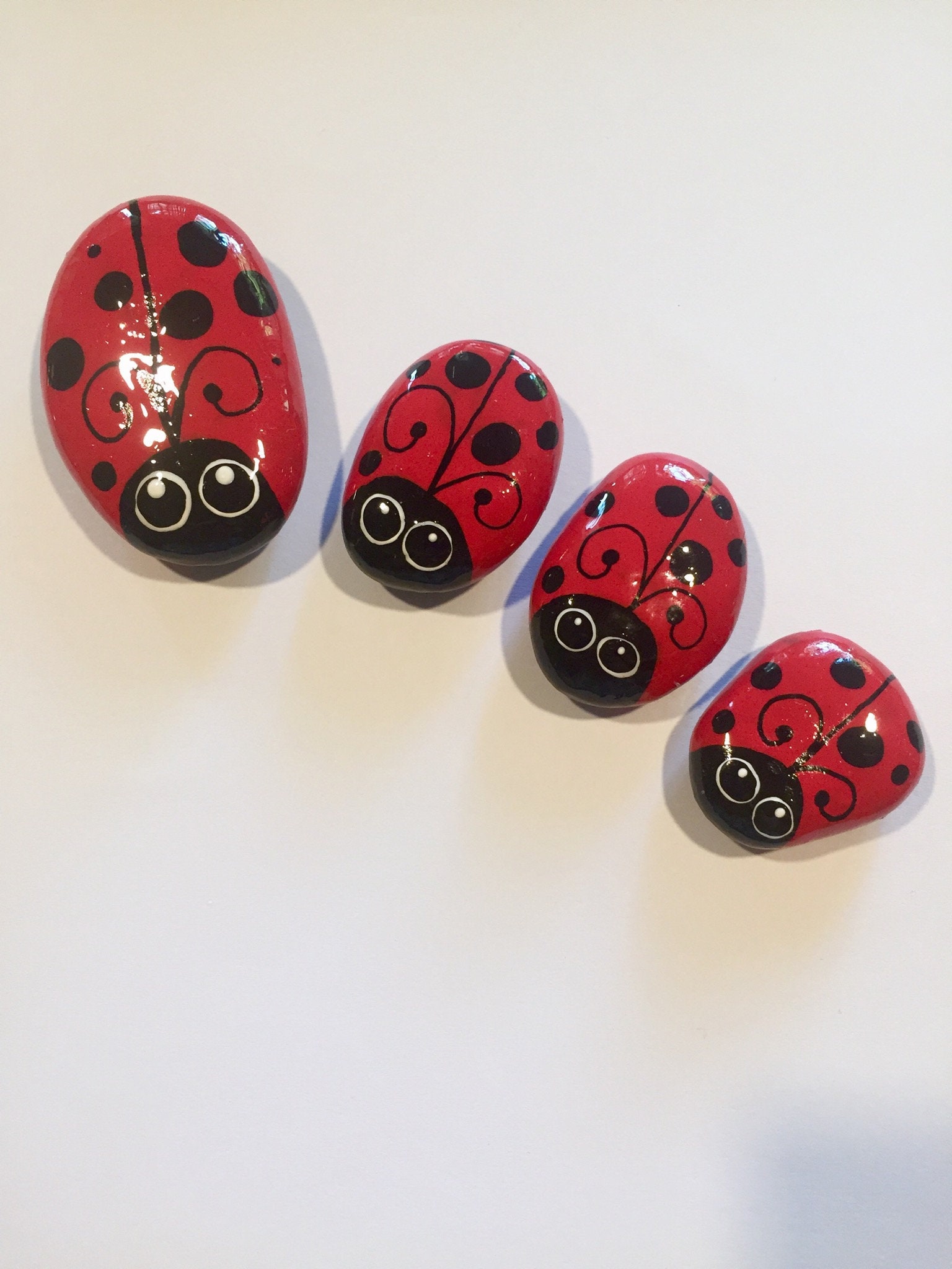 Adorable Set of Four Red Ladybugs, Ladybug Family, Ladybug Crossing ...