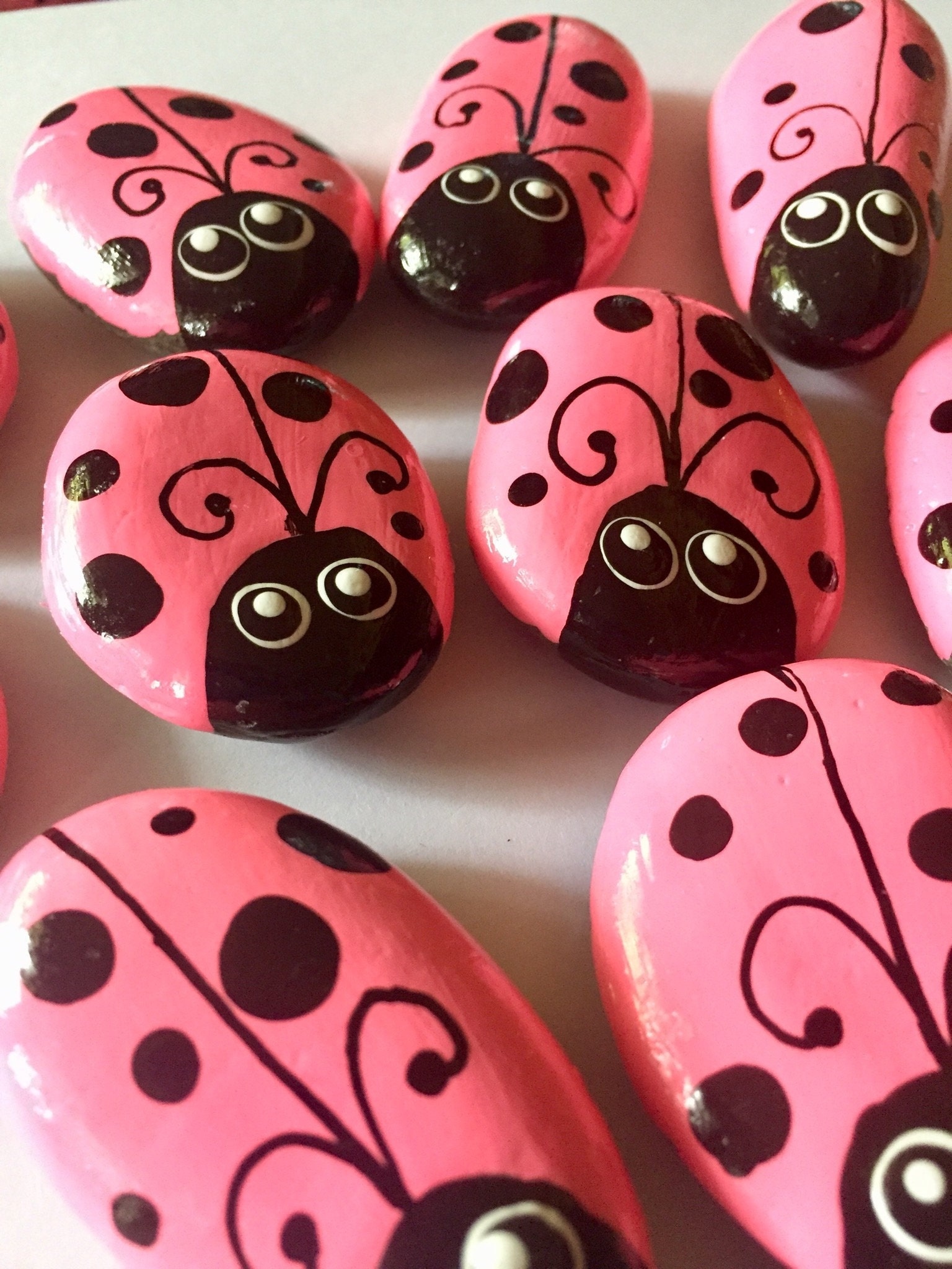 Pink Painted Ladybug Garden Stone Fairy Garden Kindness Rocks Pocket ...