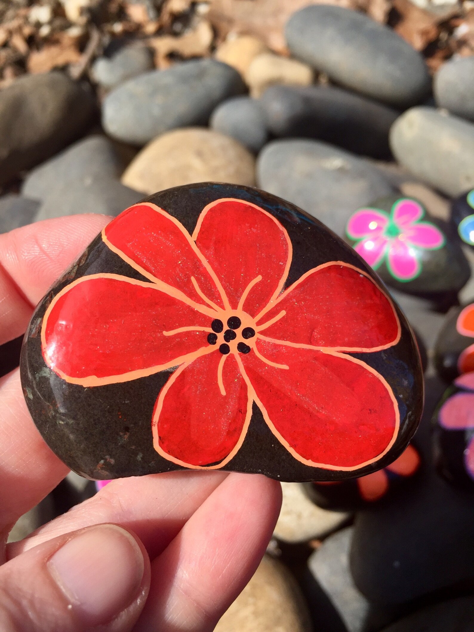 Set of 10 Pretty Bright Flower Rocks for Garden as Kindness - Etsy