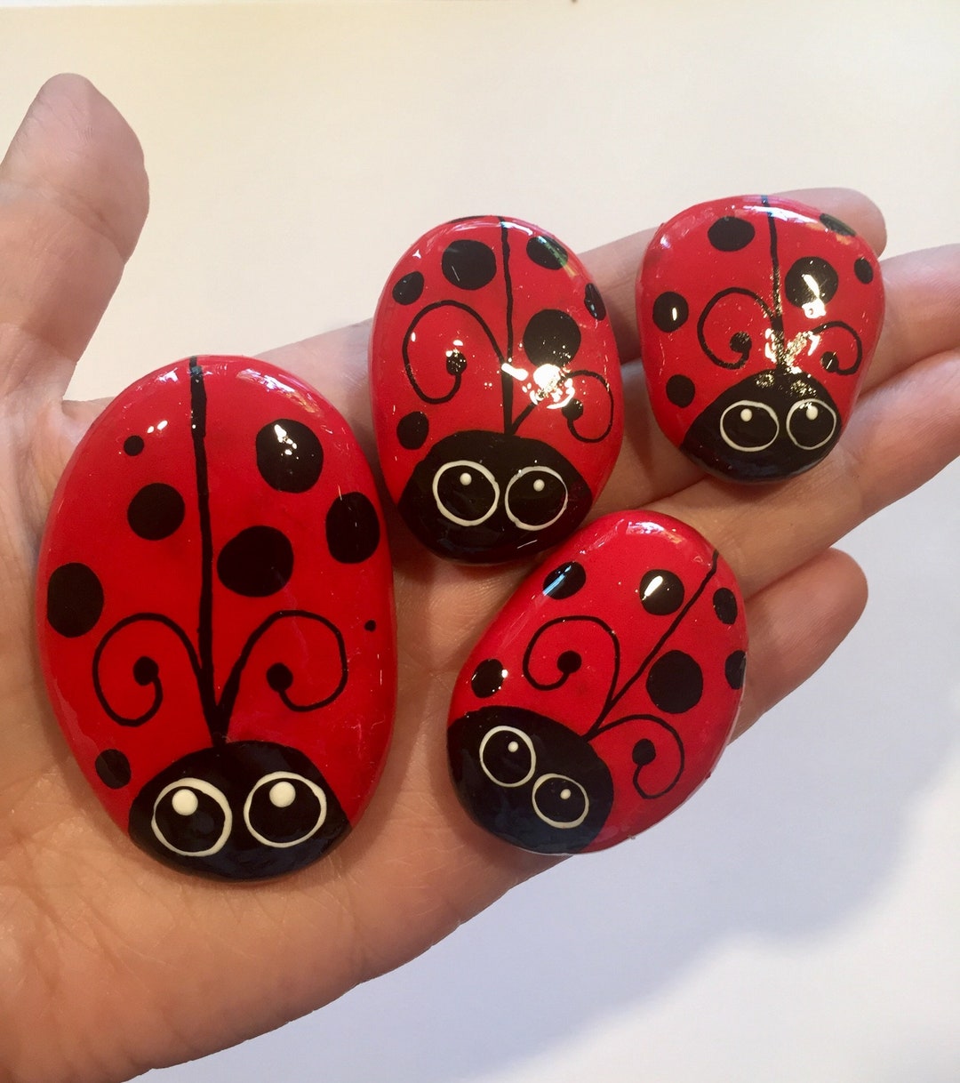 Adorable Set of Four Red Ladybugs, Ladybug Family, Ladybug Crossing ...