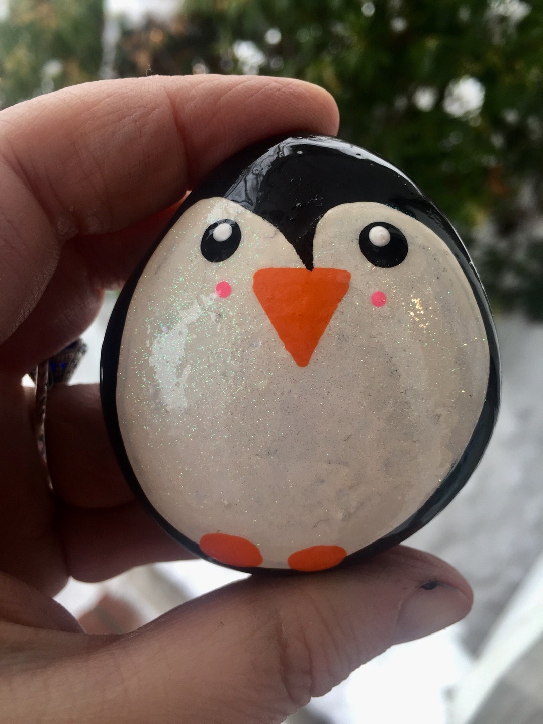 Penguin Painted Rock, Decoration, Pocket Pebble, Pocket Hug ...