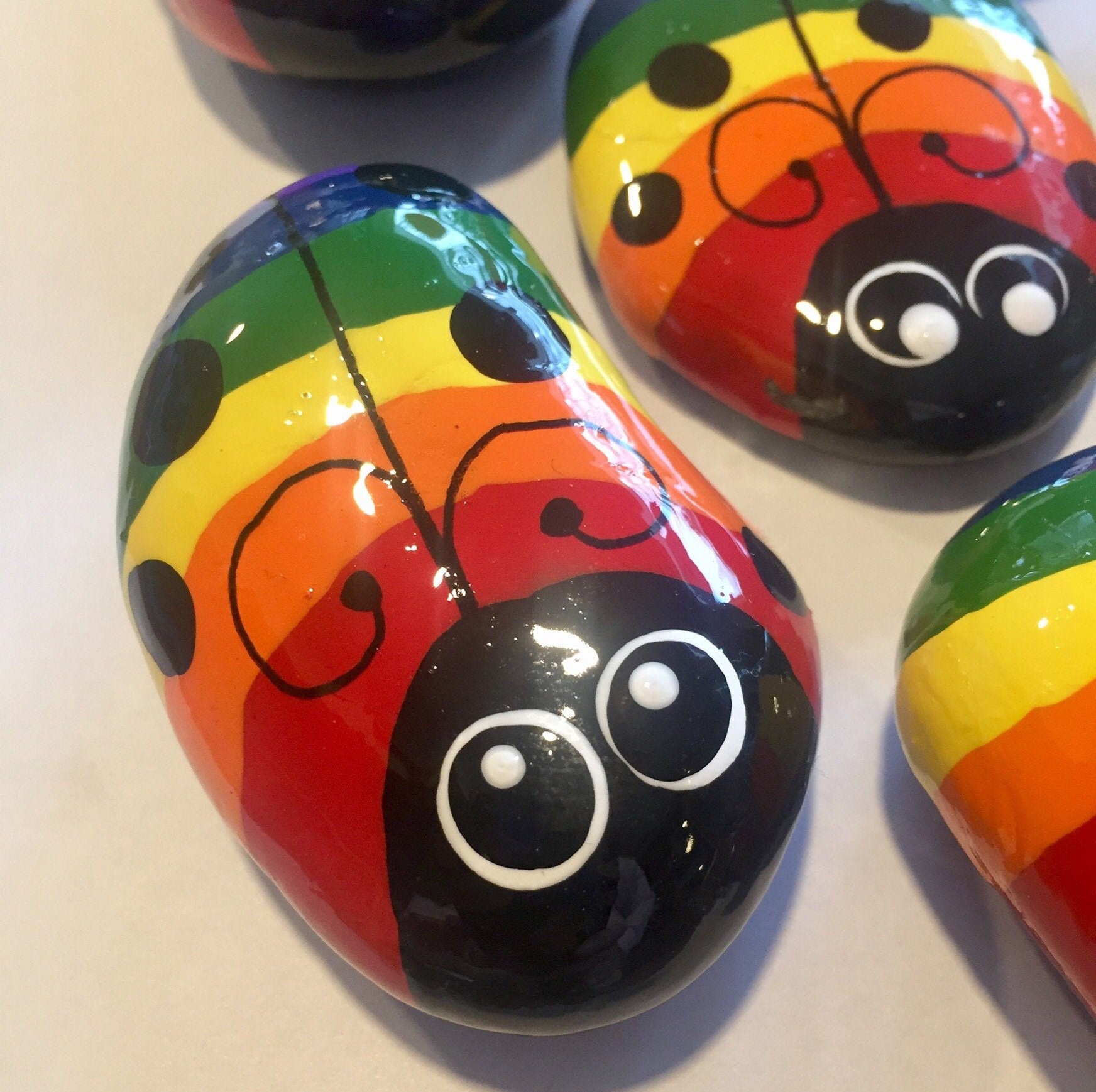 10 2 1/2 to 3 Inch Rainbowladybug Rocks, Kindness Rocks, Ladybug Rock ...
