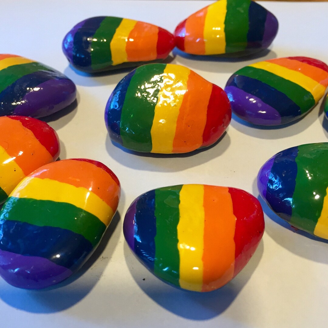 10 Bright Hand Painted Rainbow Rocks, Kindness Rocks, Garden Rocks ...